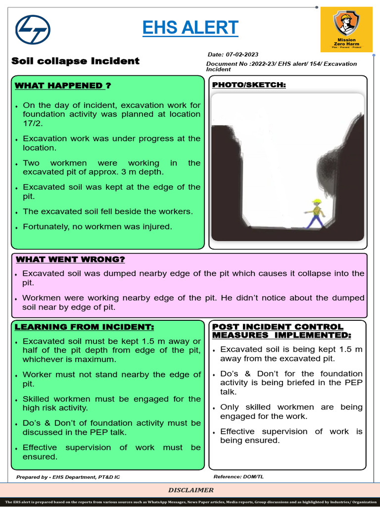 EHS Alerts 154 (Soil Collapse Incident) | PDF