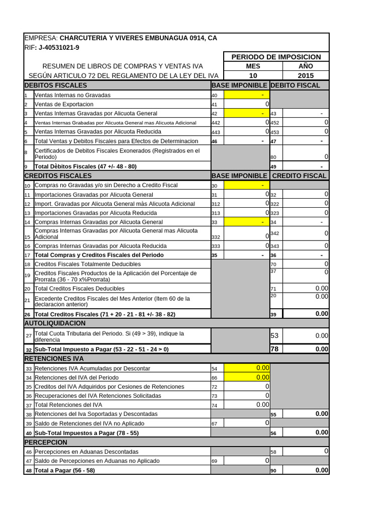 Modelo Declaracion Iva en Excel | PDF | Impuesto al valor agregado | Impuestos