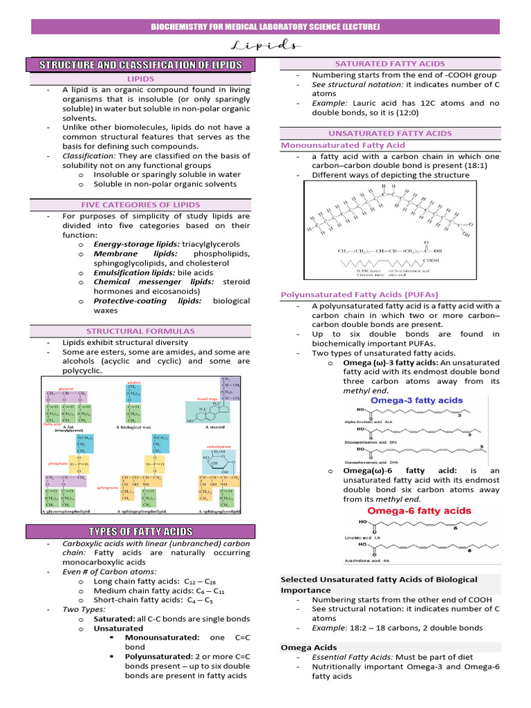 Lecture 6 Lipids Pdf Fatty Acid Lipid