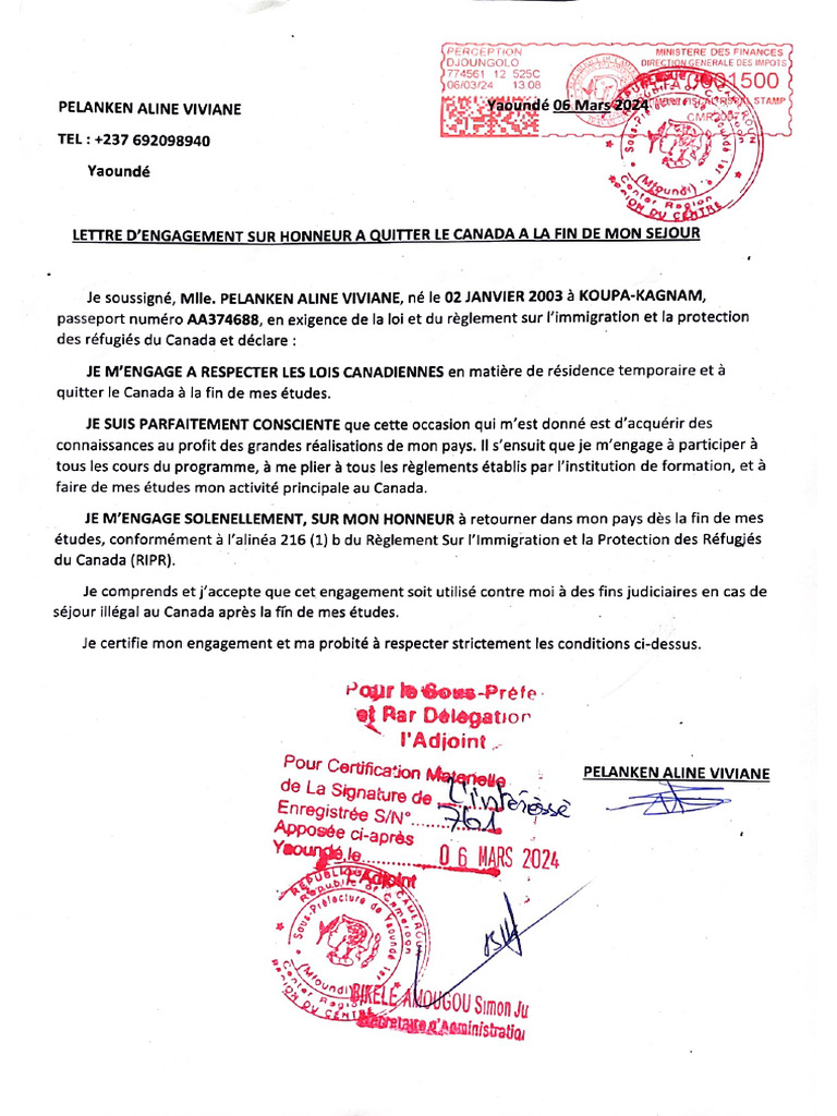 Lettre d’Engagement | PDF