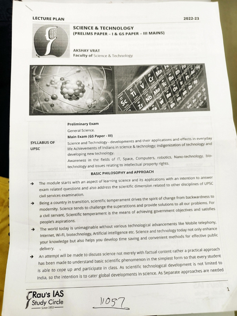 Science & Technology (Lecture Planning) | PDF