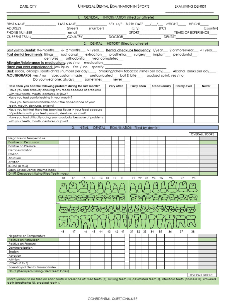 Universal Dental Examination for Athletes | PDF | Dentistry | Health Care