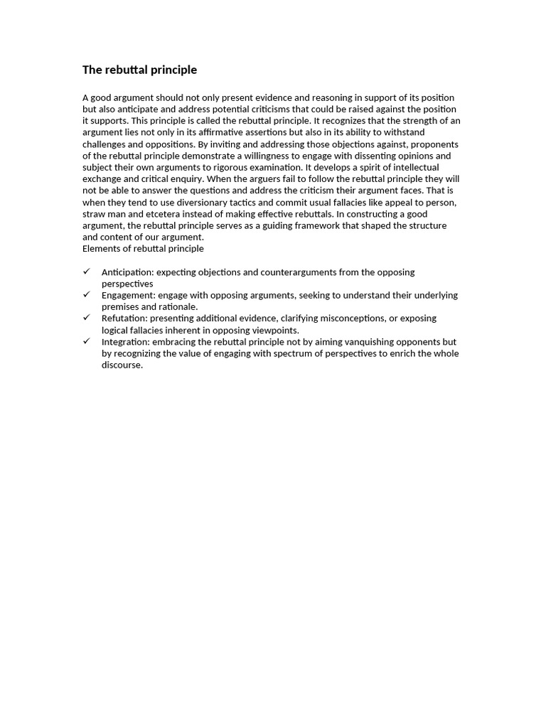 The Rebuttal Principle in Arguments | PDF