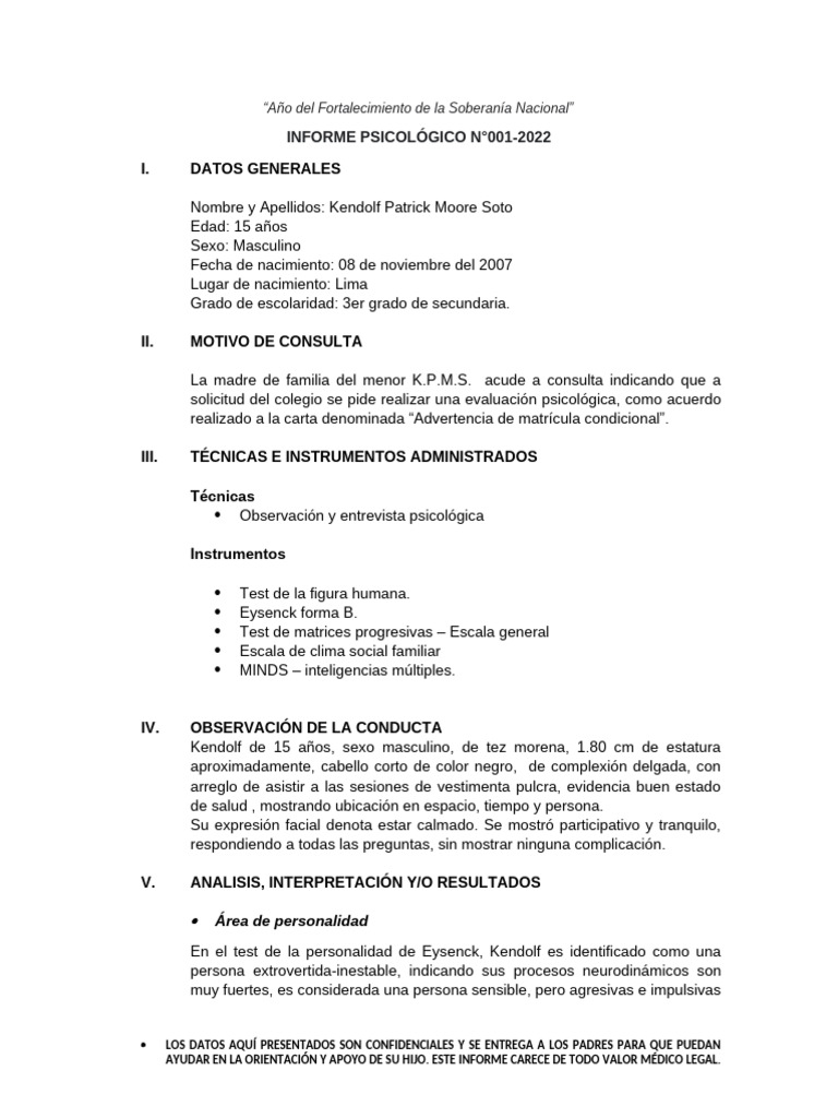 Informe Kendolf | PDF | Inteligencia | Comportamiento