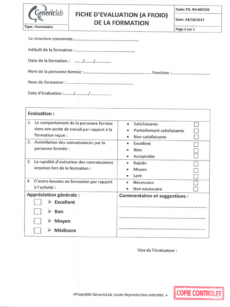 007-FO-RH-Fiche D'evaluation À Froid de La Formation | PDF