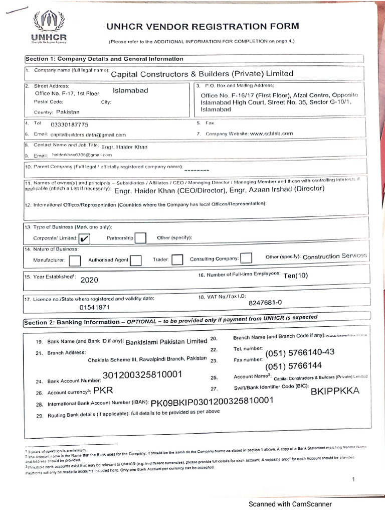 Vendor Form Pdf