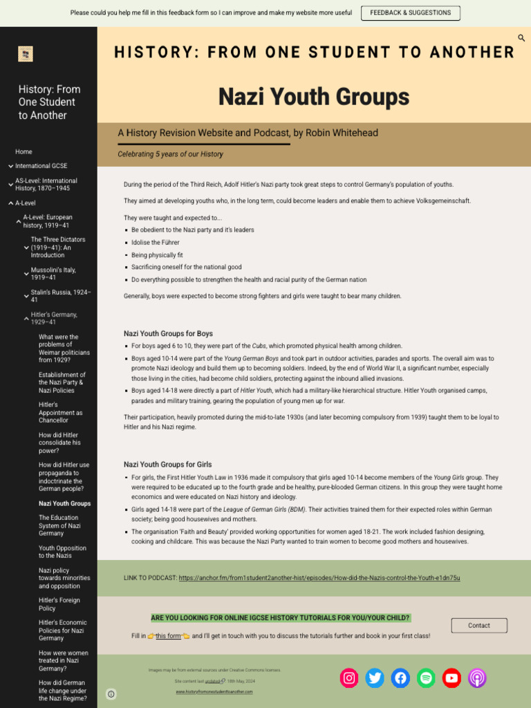 History From One Student To Another - Nazi Youth Groups | PDF | Nazi ...