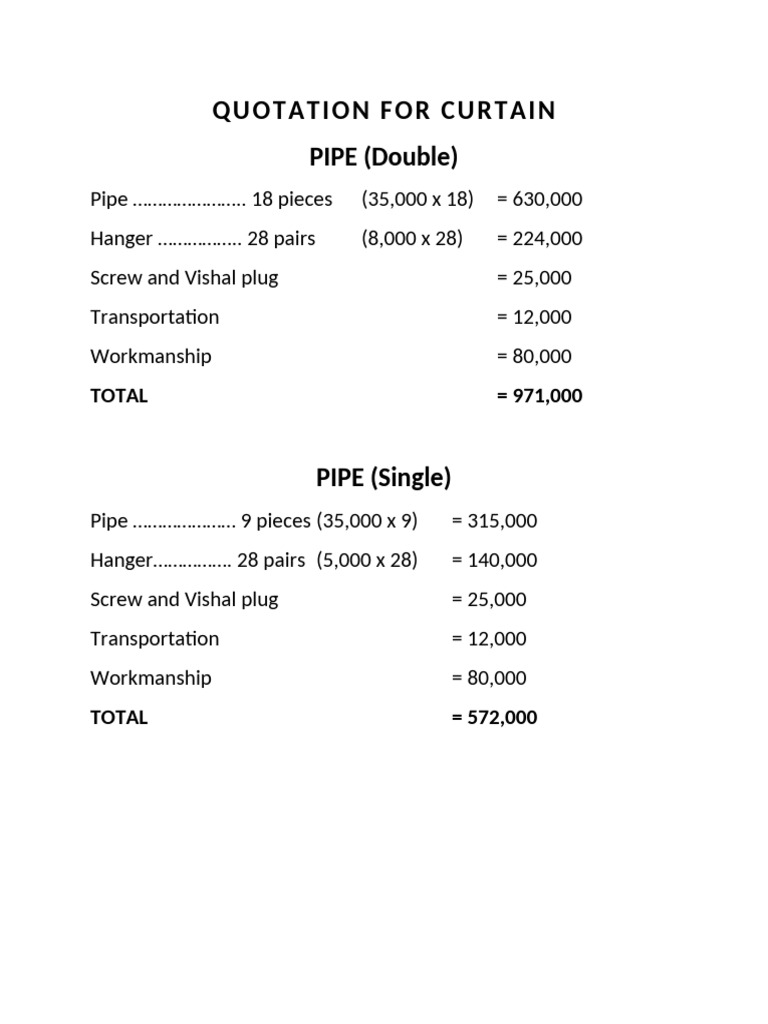 Quotation For Curtain | PDF