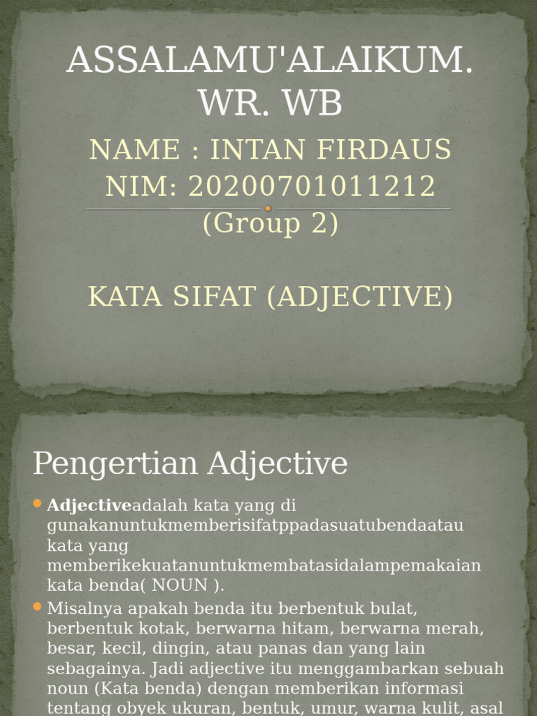 Kata Sifat Adjective | PDF