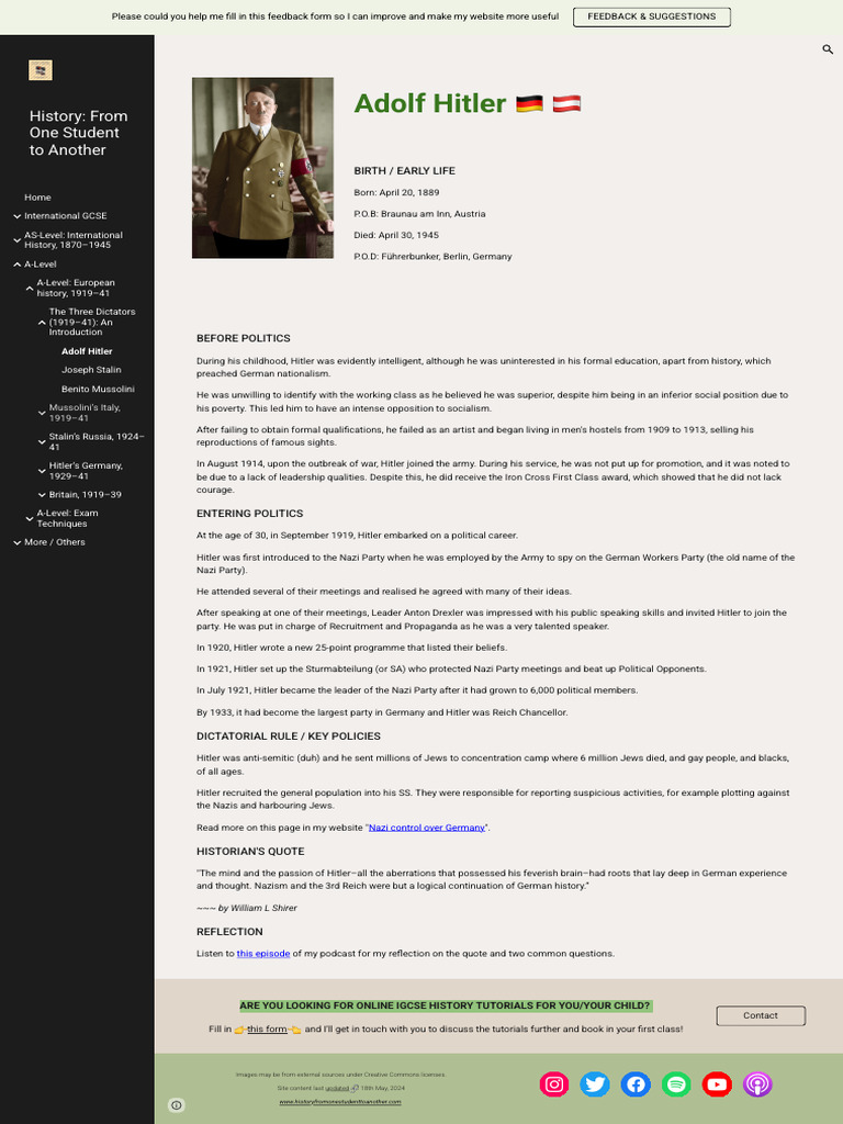 History From One Student To Another - Adolf Hitler | PDF | Nazi Germany ...