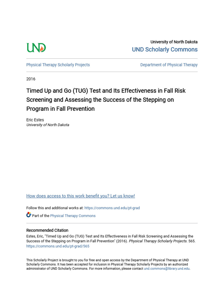 Timed Up and Go (TUG) Test and Its Effectiveness in Fall Risk SCR | PDF ...