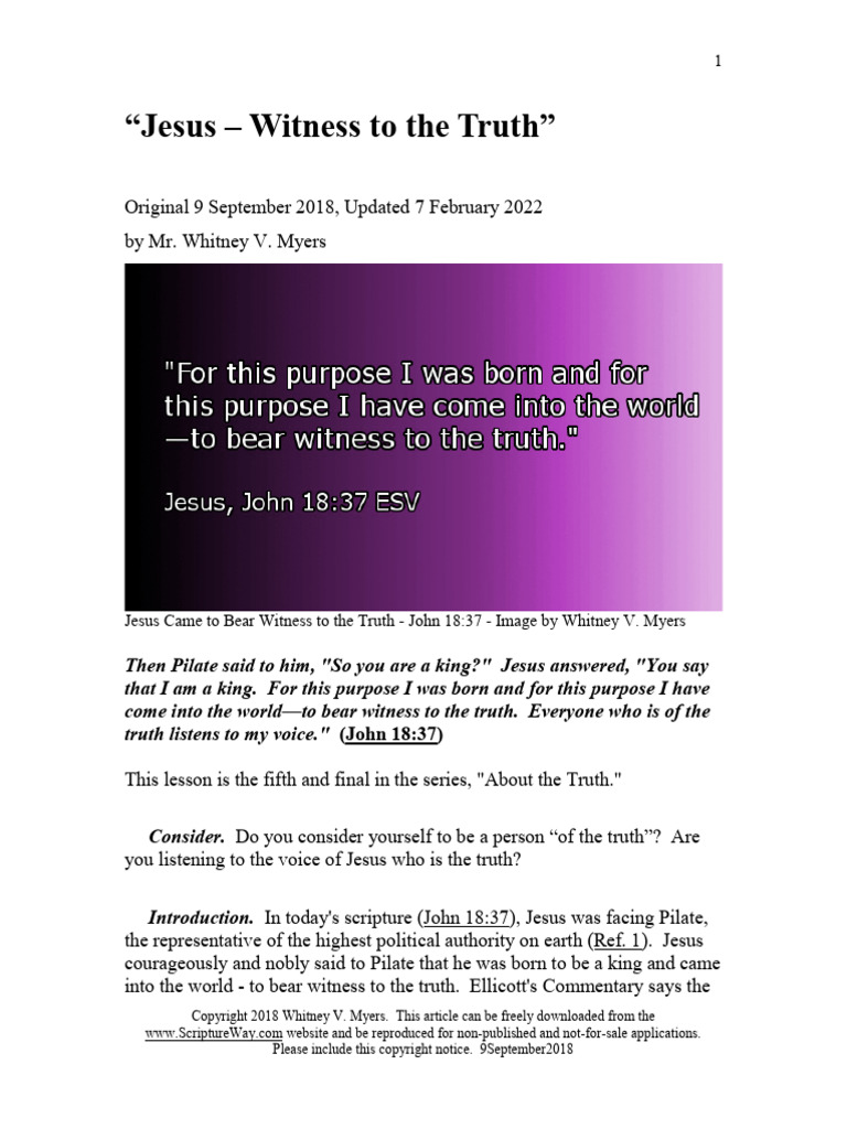 Jesus - Witness to the Truth Print Version Current (1) | PDF ...