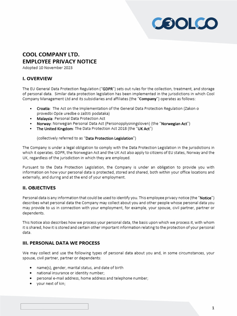 Employee Privacy Notice Guide | PDF | Employment | Information Privacy