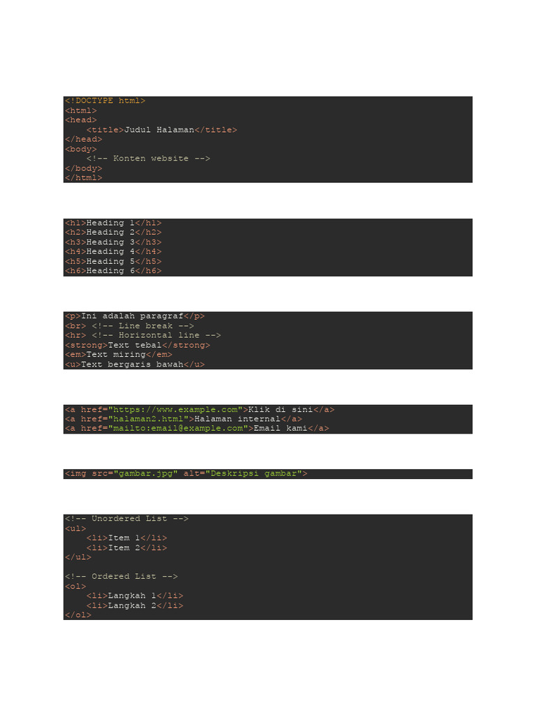 Panduan Dasar Tag HTML | PDF
