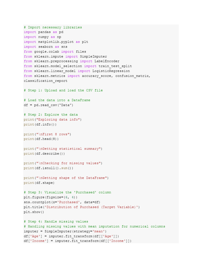 AI CODE | PDF | Data Analysis | Statistical Theory
