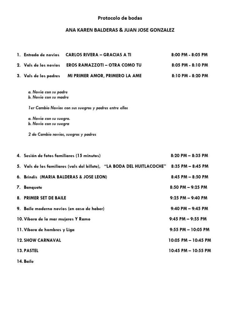 Protocolo de Boda | PDF