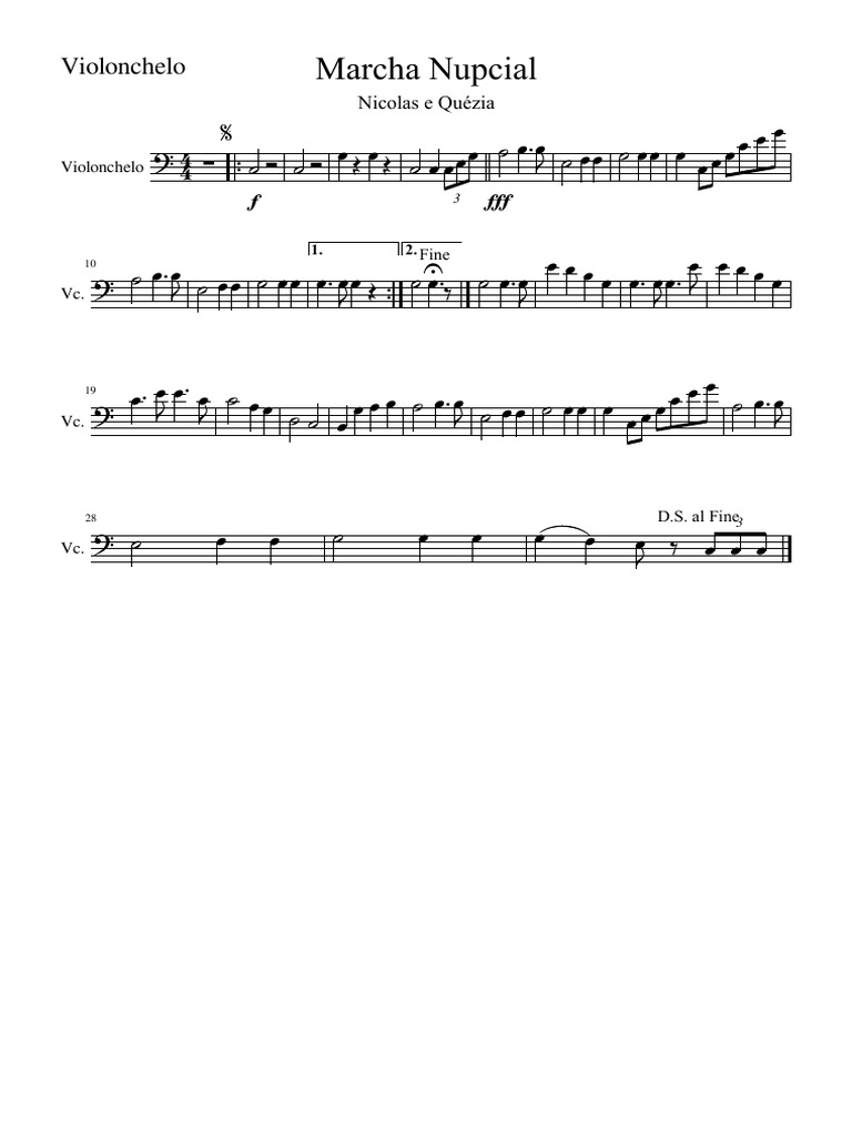 Marcha Nupcial Dueto Violino-Violonchelo | PDF