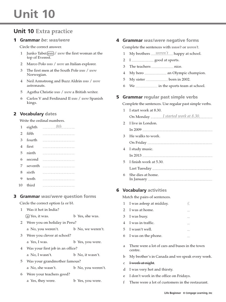 Beg Unit10 Extrapractice Be | PDF | Grammar | Linguistics