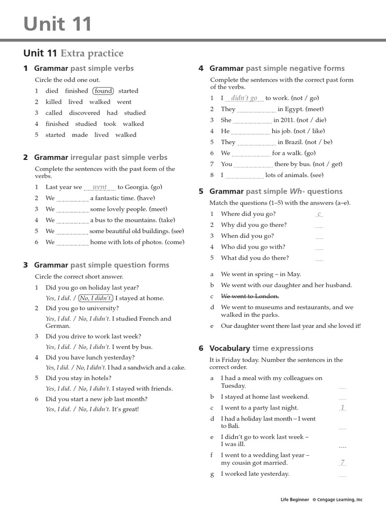 Beg Unit11 Extrapractice Be | PDF | Question | Syntax