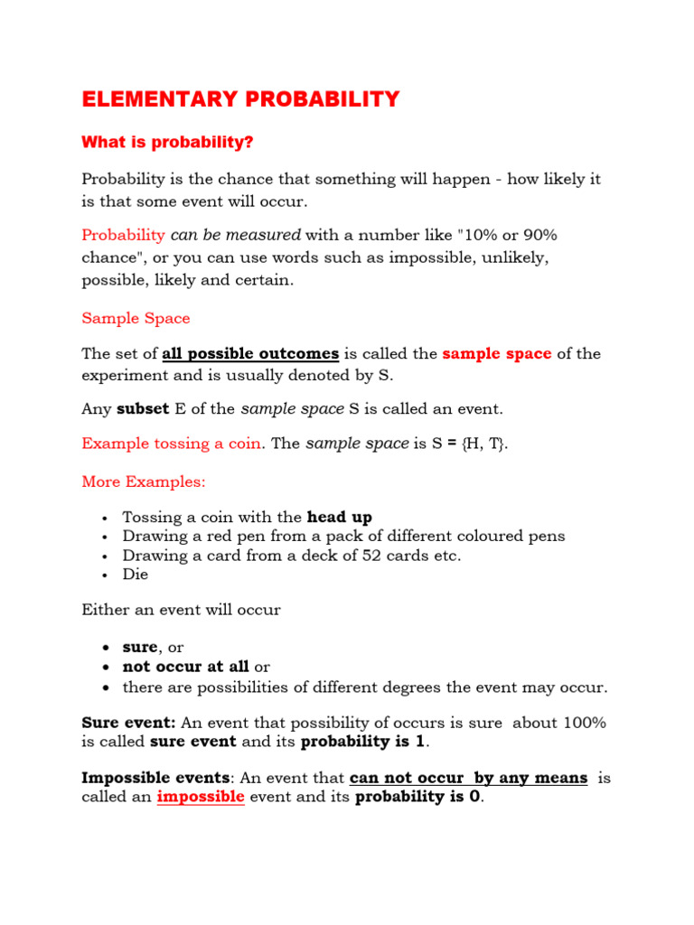 ELEMENTARY PROBABILITY - Student | PDF | Probability | Applied Mathematics