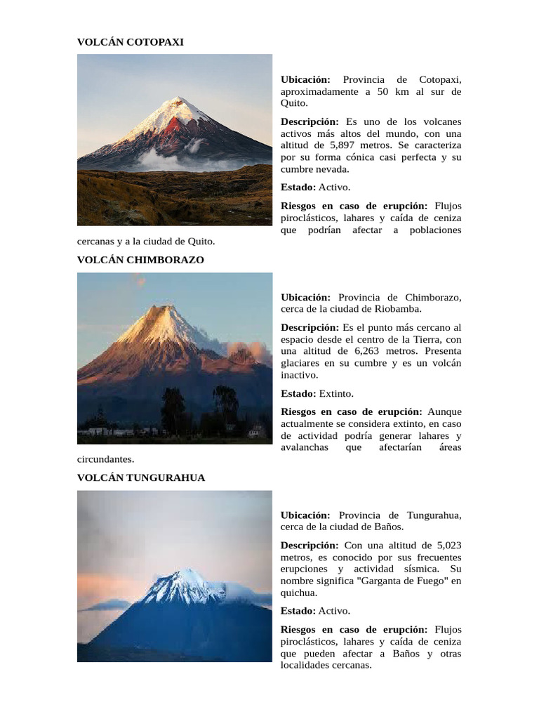 Volcanes Activos y Extintos de Ecuador | PDF | Volcán | Vulcanología