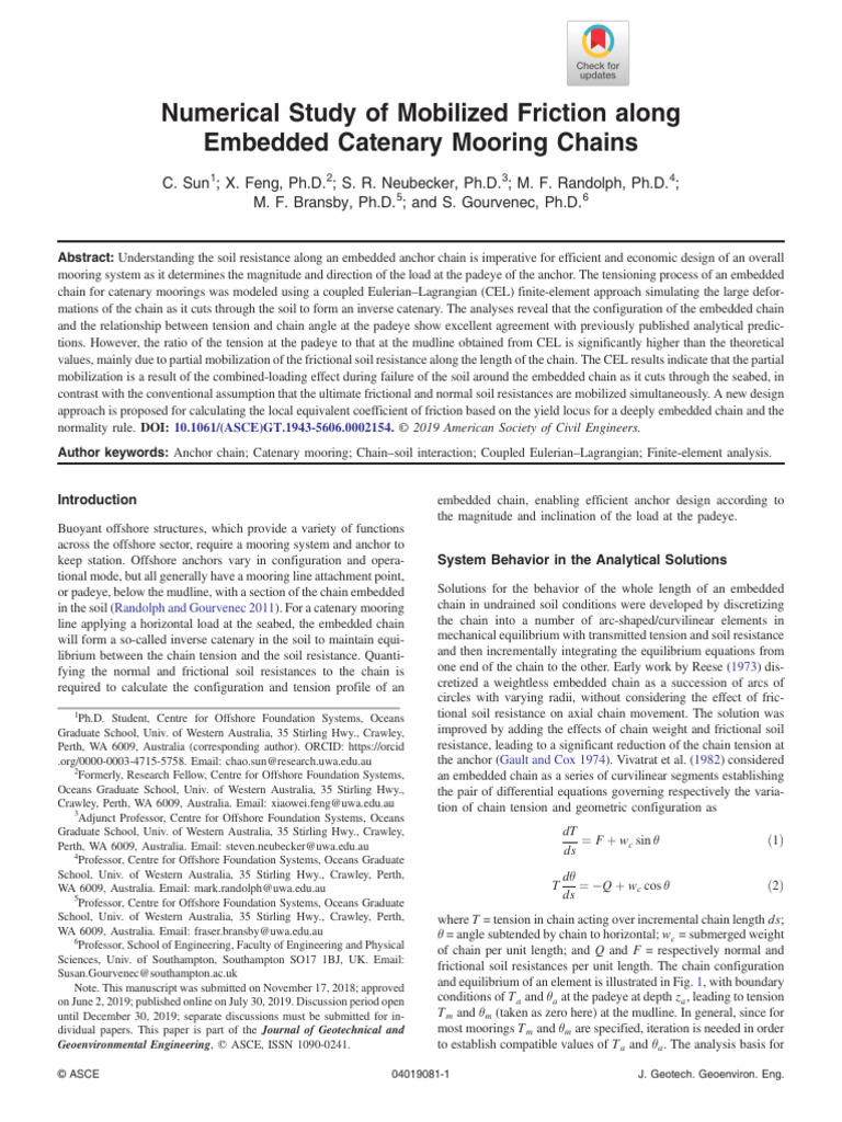 Numerical Study Friction Embeded Mooring Chains (Bransby) | PDF | Friction | Continuum Mechanics