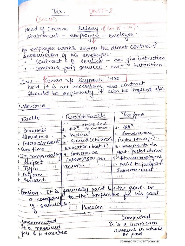 Tax Law (Handwritten Notes) 7th Sem | PDF
