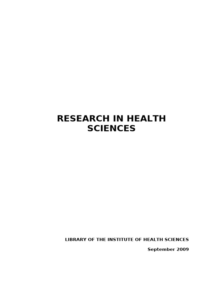 Research in Health Sciences PDF | PDF | Inquiry | Scientific Method