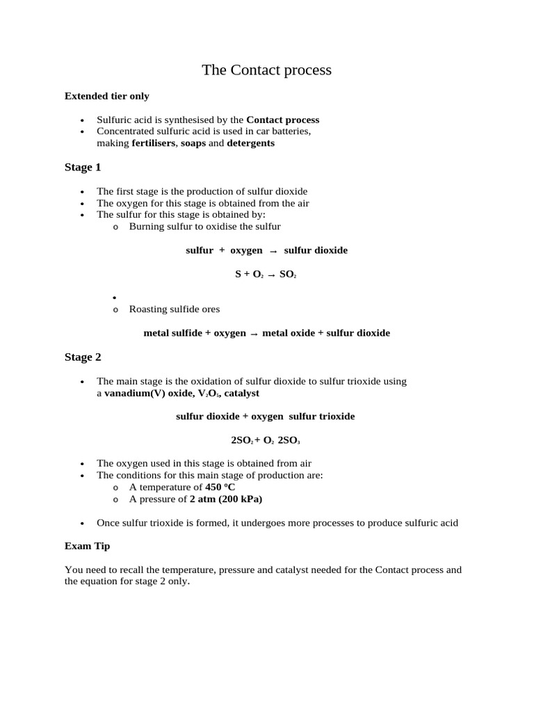 Contact process | PDF | Chemical Reactions | Oxide