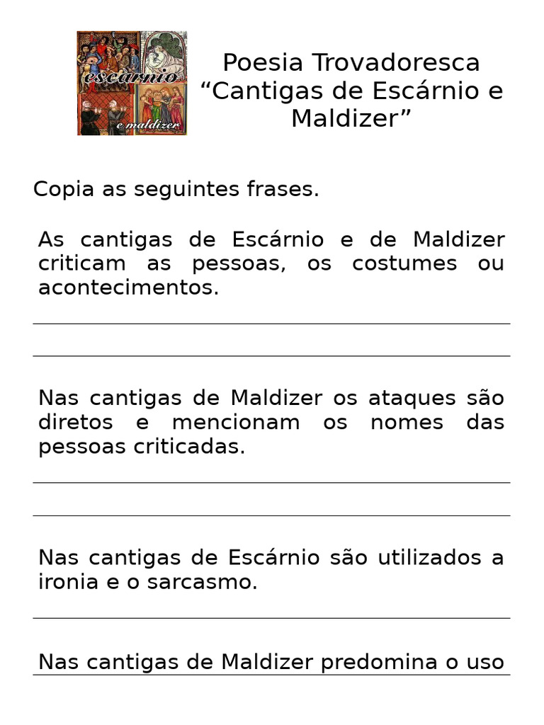 Cantigas de Escárnio e Maldizer: Análise | PDF