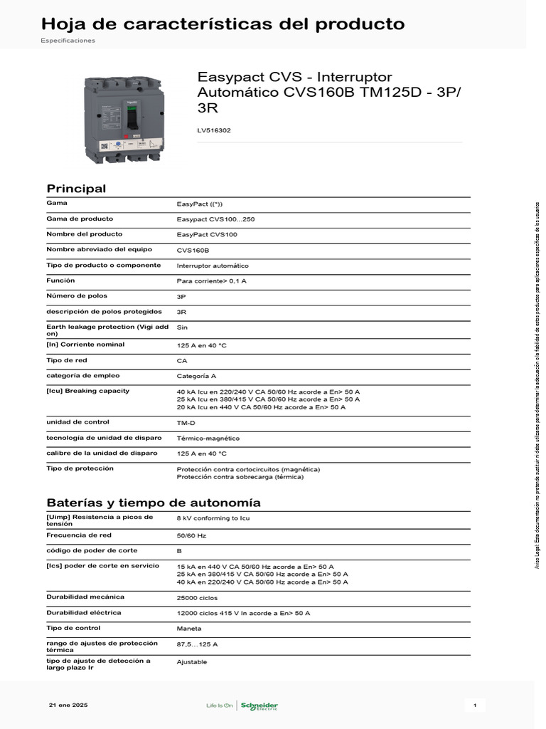 Schneider Electric - EasyPact-CVS - LV516302 | PDF | Residuos ...