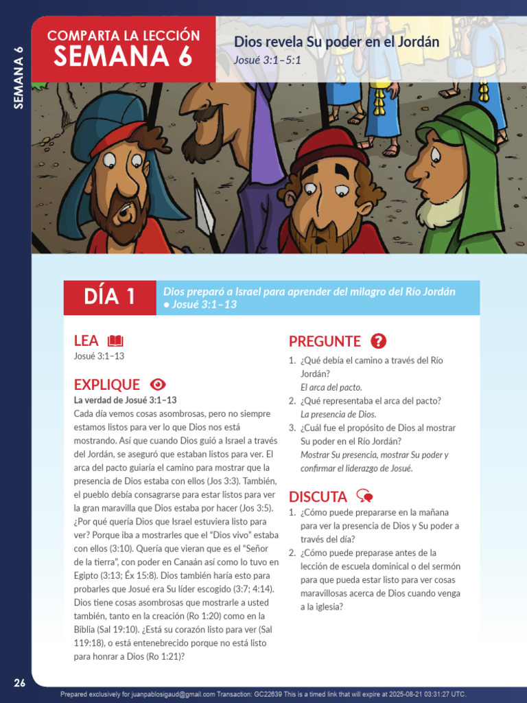 Devocional - Lección 6 - Josué 3-5 | PDF | Libro de trabajo | Jesús
