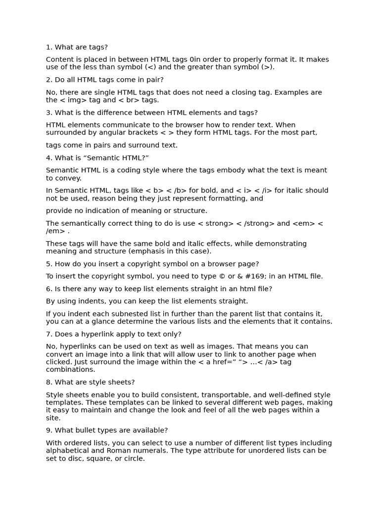 Web Technology Viva Questions | PDF | Html Element | Html