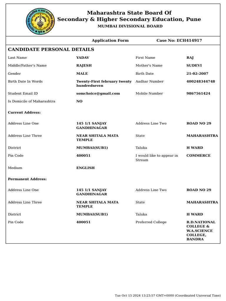 Application17CForm | PDF | Educational Stages | Schools