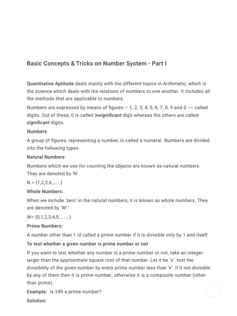 Number System Concepts and Tricks | PDF | Numbers | Rational Number