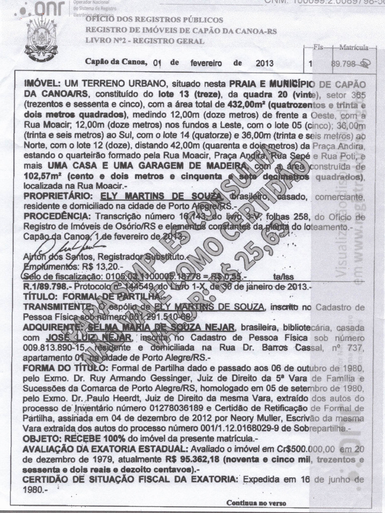 006 - Matrícula Do Imóvel | PDF