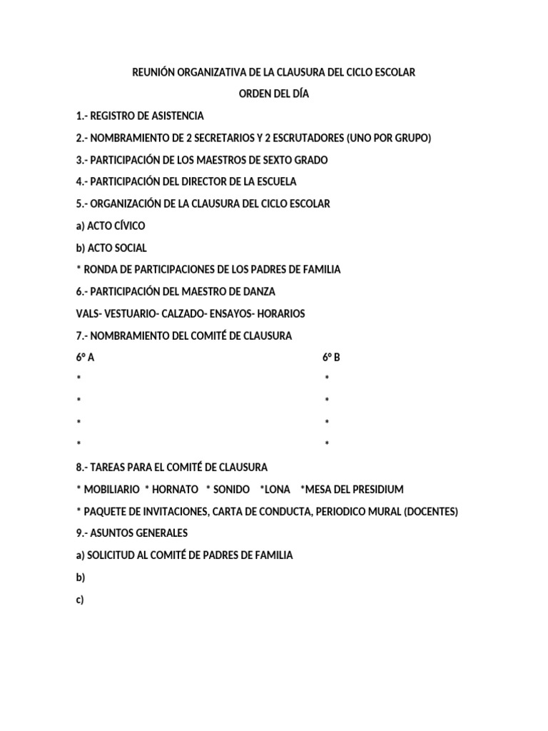 Reunión Sextos Grados - 022711 | PDF