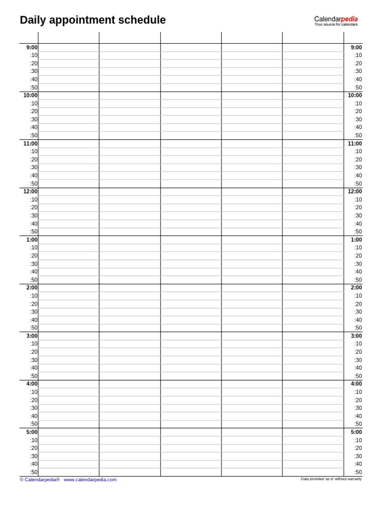 Daily Appointment Schedule Template | PDF