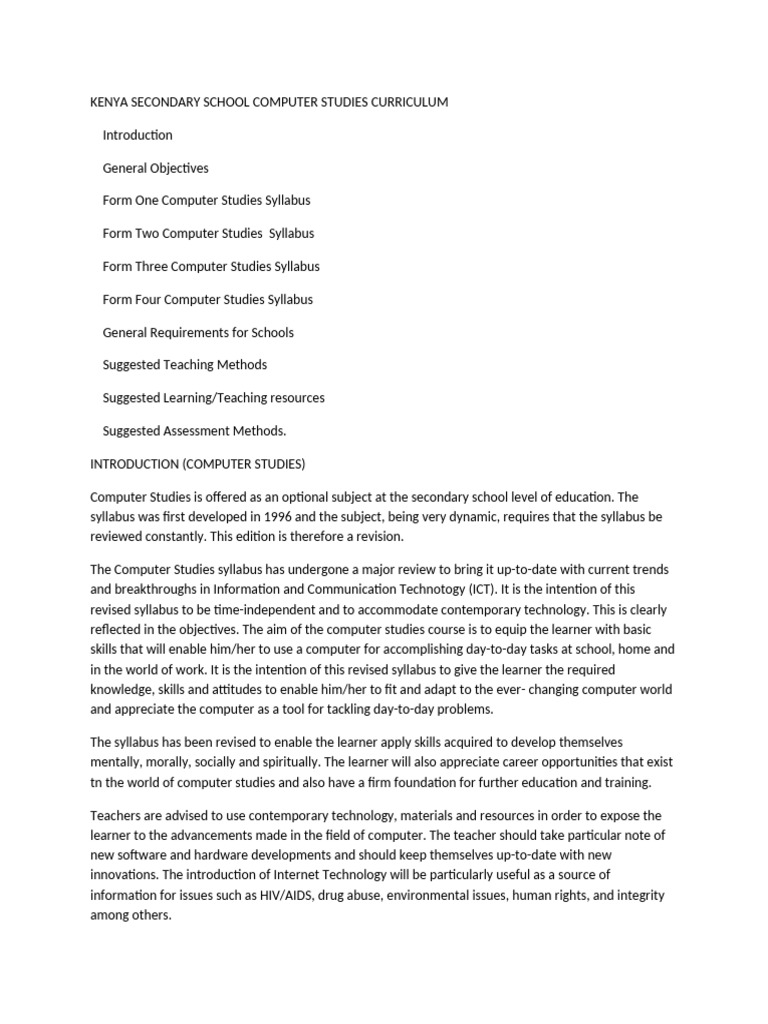 Computer Studies Syllabus 1 | PDF | Operating System | Databases