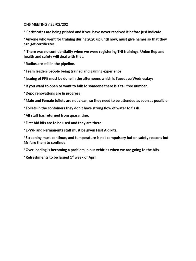 Ohs Meeting | PDF