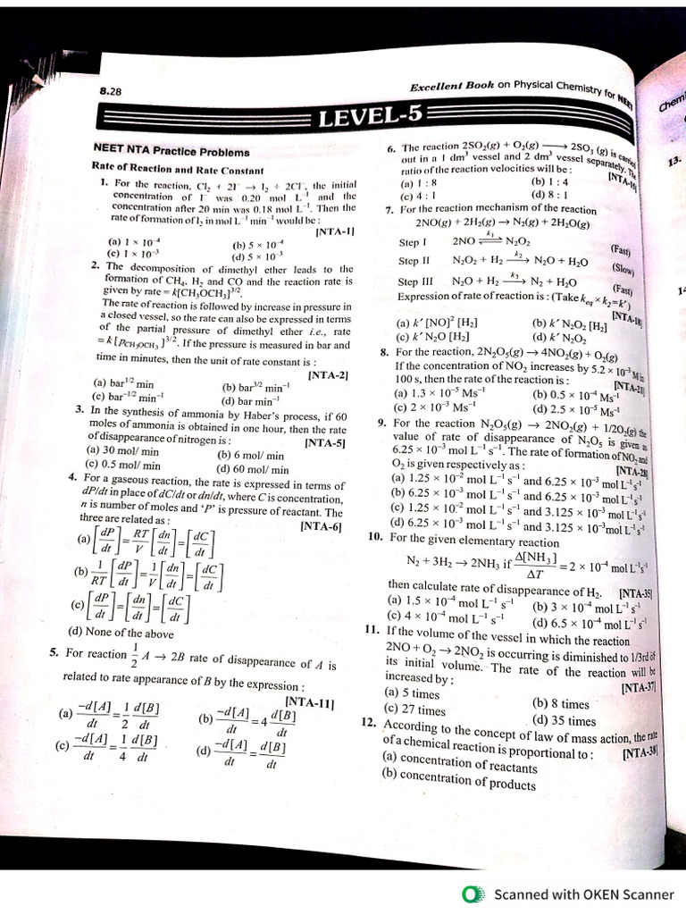 Chemical Kinetics (Practice Que.) | PDF