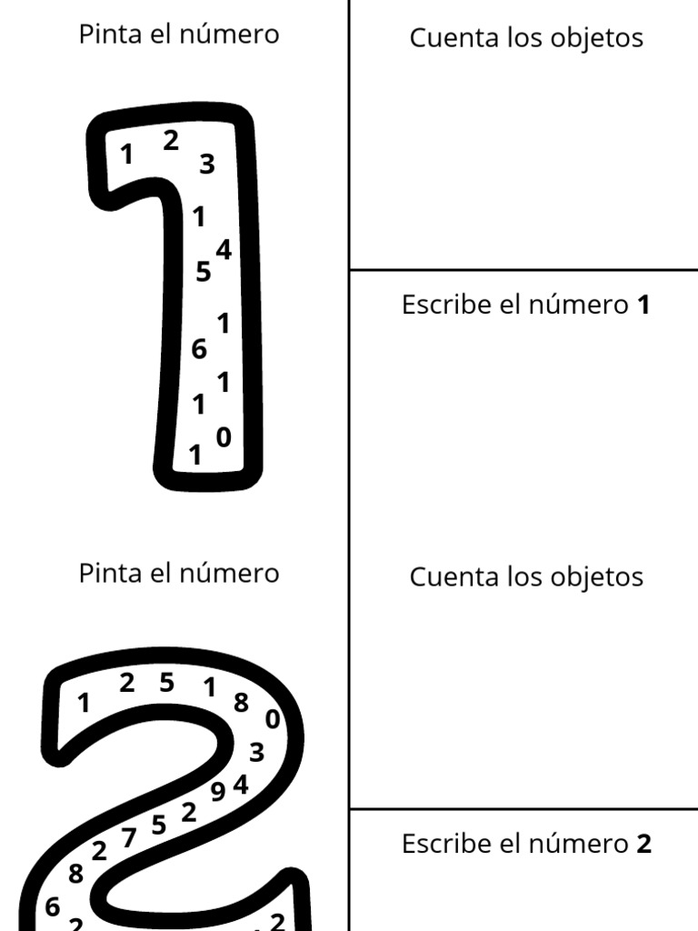 Actividad de Pintar-Contar-Escribir Números | PDF