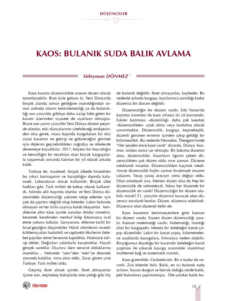KAOS BULANIK SUDA BALIK AVLAMA - Süleyman Dönmez | PDF