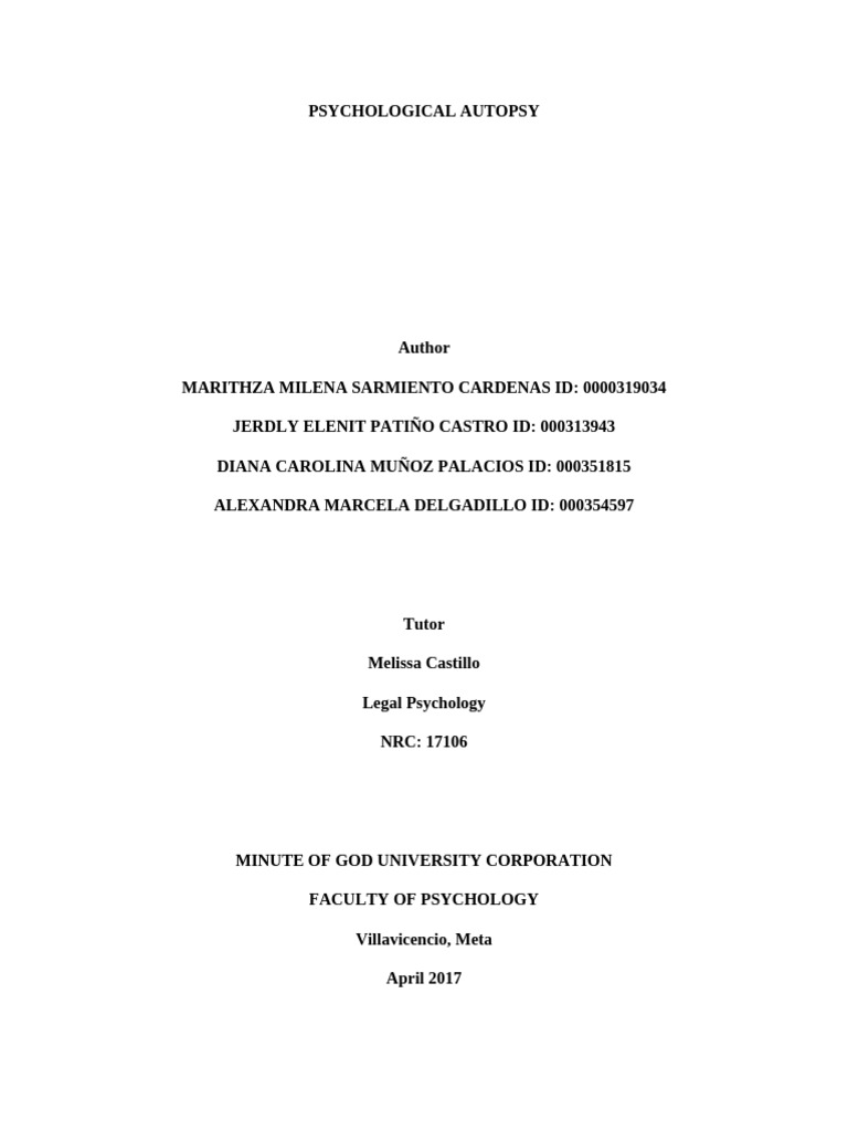 Psychological Autopsy Robin | PDF