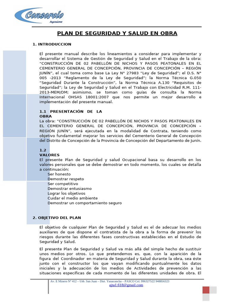 PLAN DE SEGURIDAD | PDF | Seguridad y salud ocupacional | Riesgo
