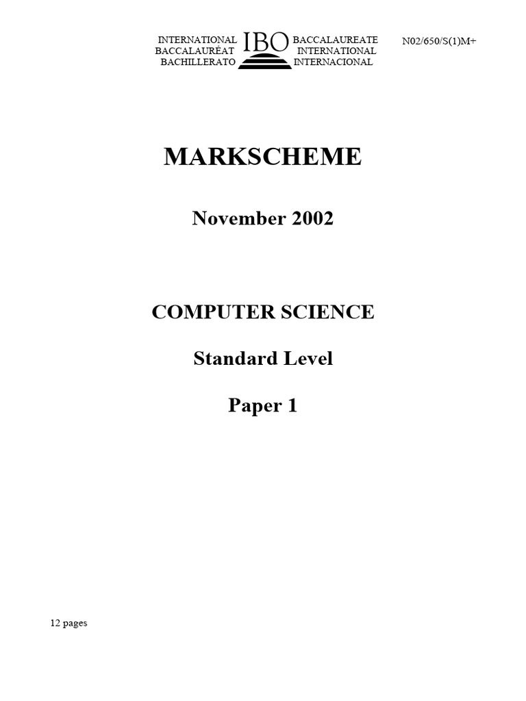 Computer Science Paper 1 SL Markscheme | PDF | Barcode | Computer File