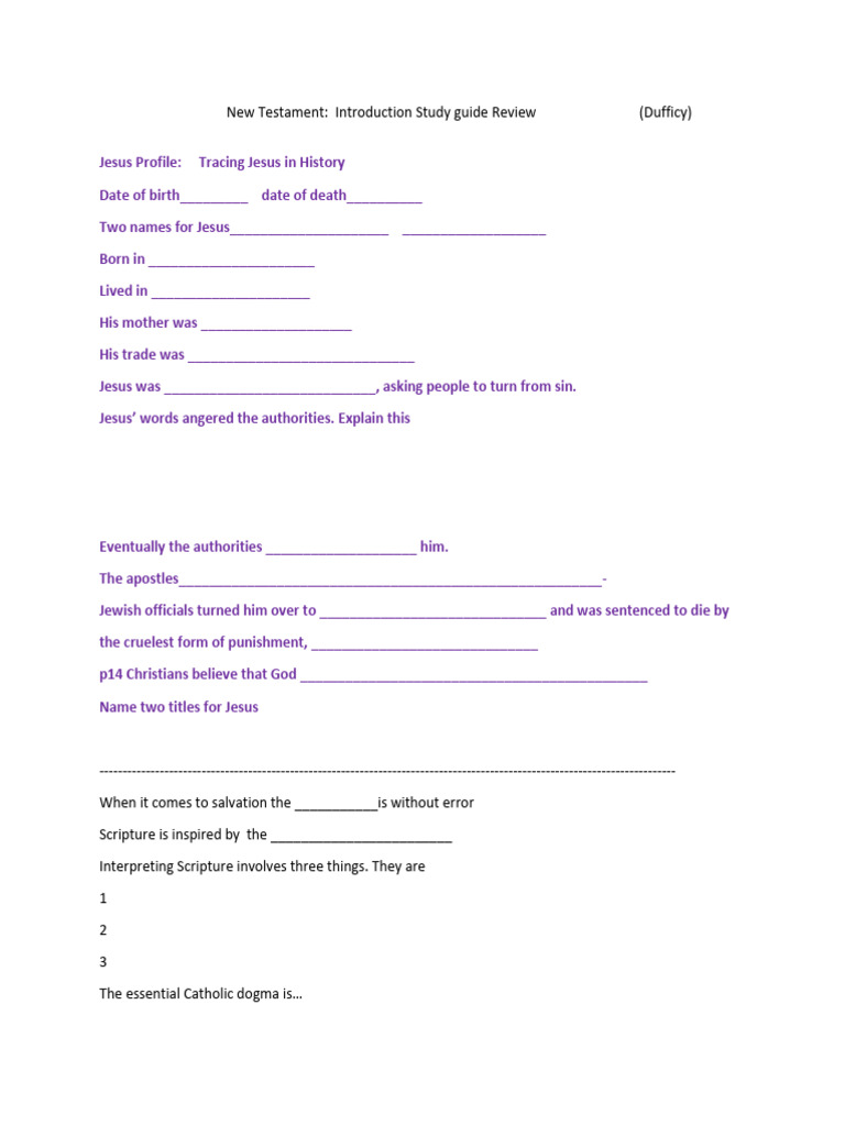 New Testament Study Guide Overview | PDF | Jesus | Incarnation ...