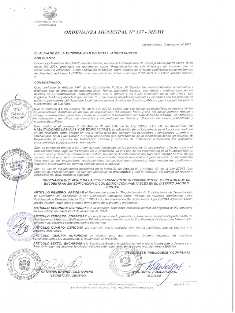 O.M. 137-2021-MDJH | PDF