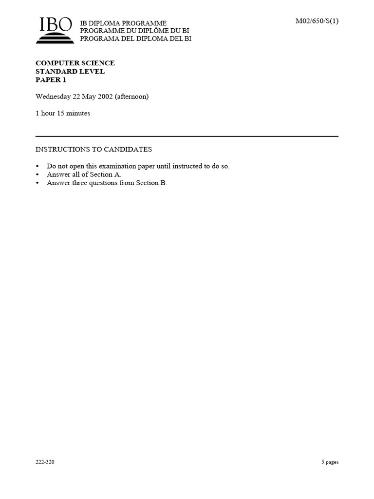 Computer Science Paper 1 SL | PDF | Integer (Computer Science) | Computer Engineering