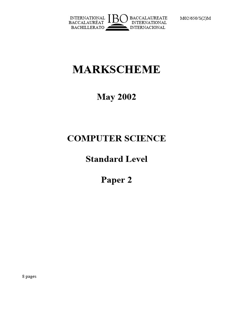 Computer Science Paper 2 SL Markscheme | PDF | Question | Computer Science